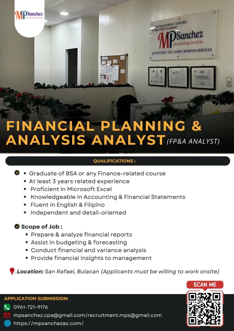 Careers - M.P. Sanchez Accounting Services | San Ildefonso, Bulacan